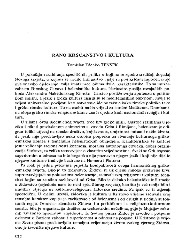 Rano Kršćanstvo I Kultura | PDF
