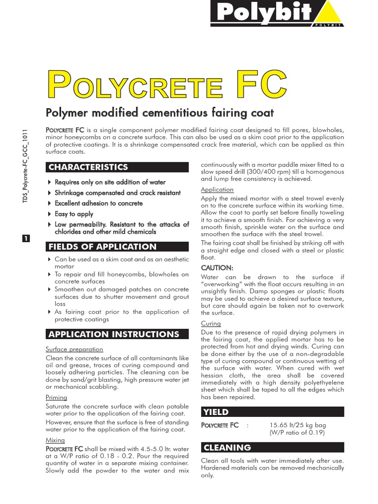 Polycrete FC PDF | Concrete | Water