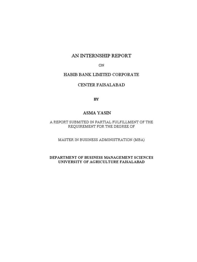 Internship Report of HBL | PDF | Letter Of Credit | Banks