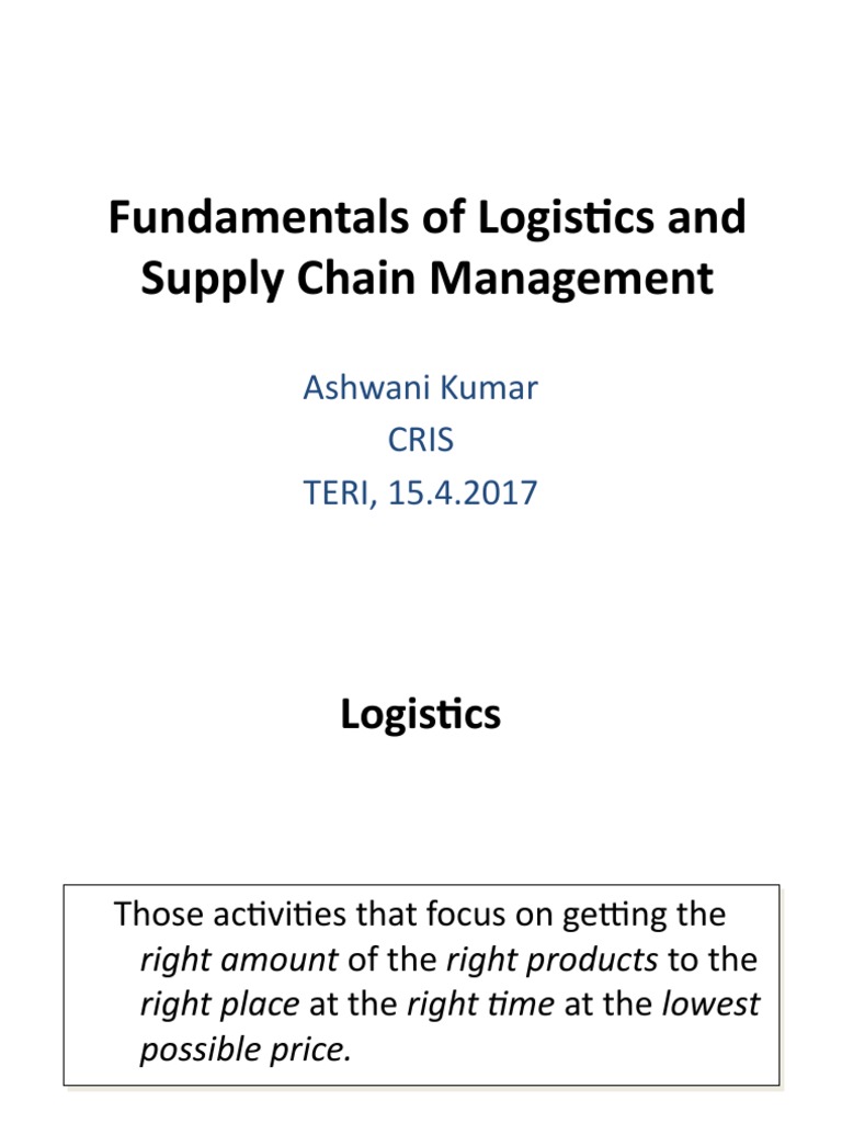 Fundamentals Of Logistics And Supply Chain Management Pdf Logistics