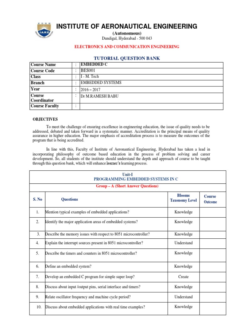 Embedded C Question Bank | PDF | Embedded System | Microcontroller
