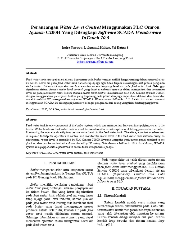 Water Level Control PLC PDF | PDF
