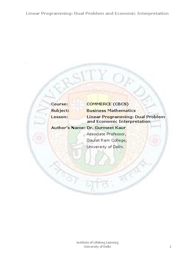 Simplex Duality | Download Free PDF | Linear Programming | Mathematical Optimization