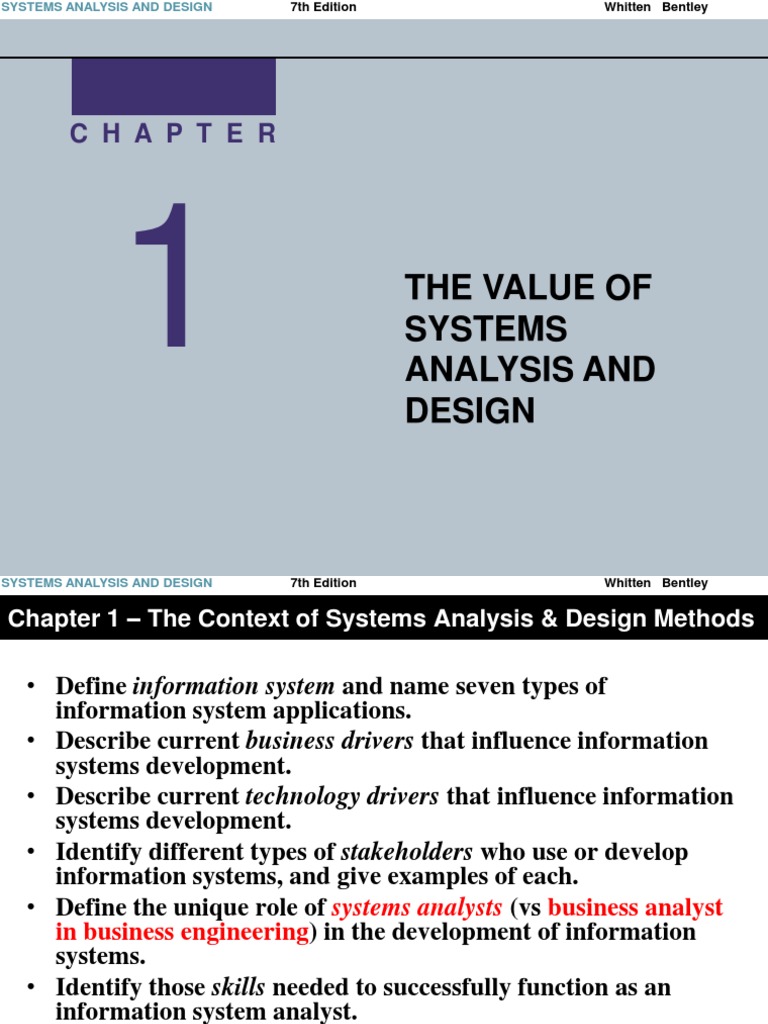 The Value of Systems Analysis and Design: C H A P T E R | PDF | E ...