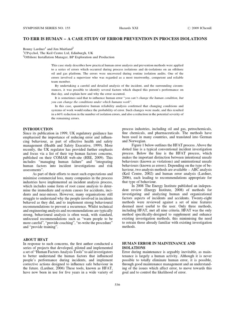 To Err Is Human A Case Study of Error Prevention in Process Isolations ...