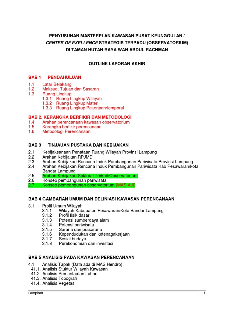 Masterplan Observatorium Taman Hutan Raya | PDF