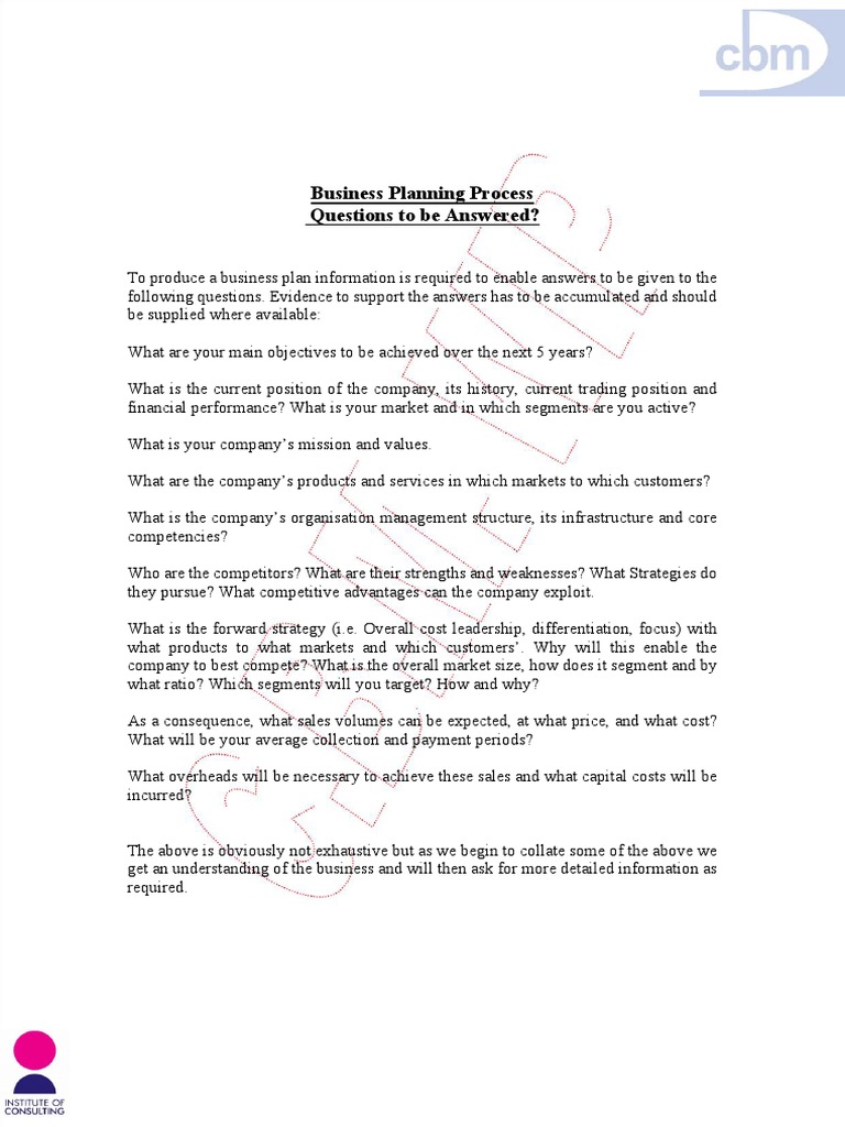 Business Planning Process | PDF