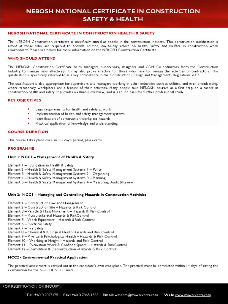 Nebosh NCC | PDF | Occupational Safety And Health | Test (Assessment)