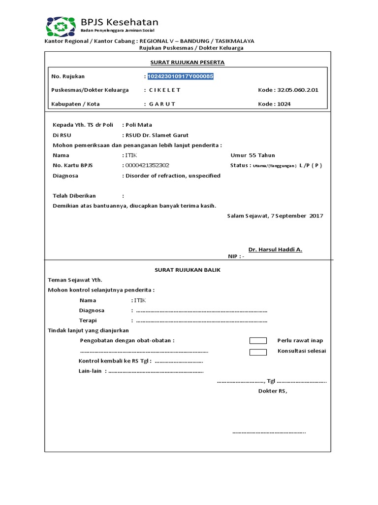 Surat Rujukan BPJS Garut | PDF | Pengembangan Diri | Kesehatan Holistik