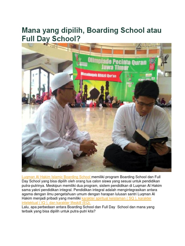 Perbandingan Boarding dan Full Day School | PDF | Karier & Perkembangan