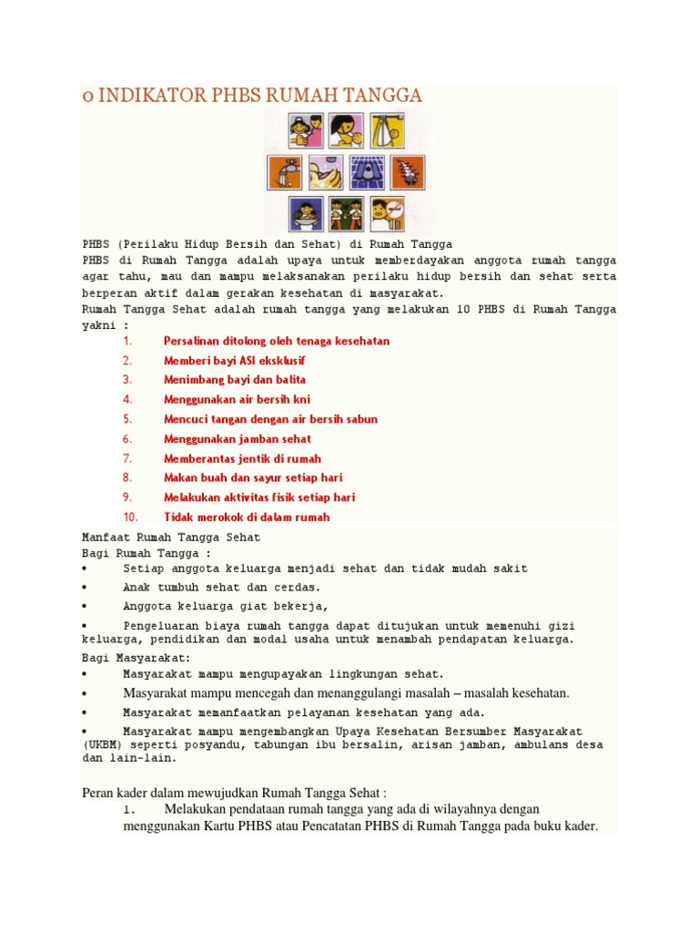 Indikator Phbs Rumah Tangga | PDF