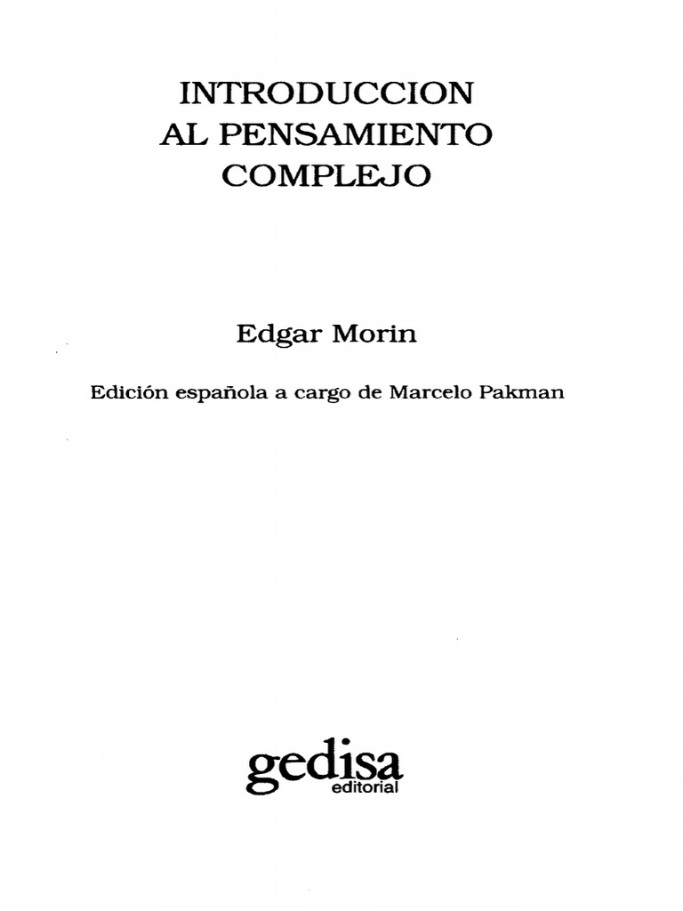 Morin Edgar - Introduccion Al Pensamiento Complejo | PDF | Complejidad | Science
