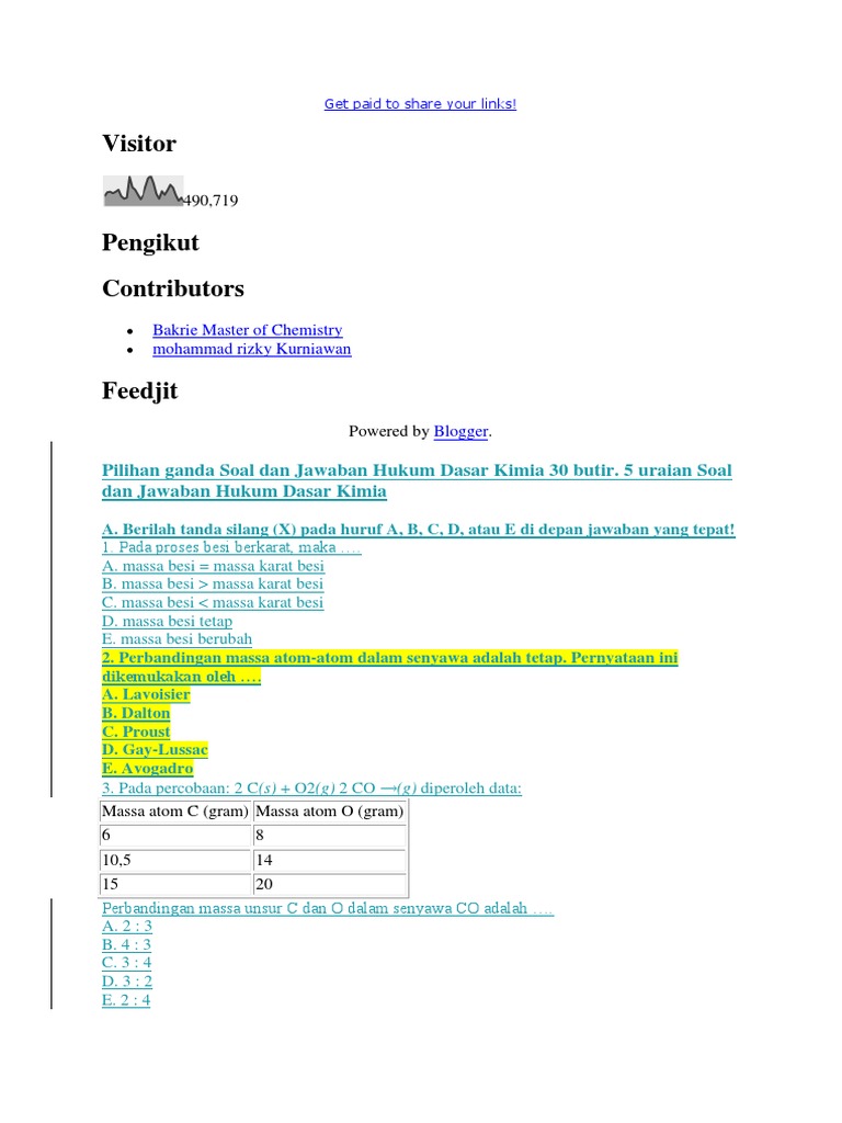 Soal-Soal HK2 DSR Kimia Dan Stoikio | PDF
