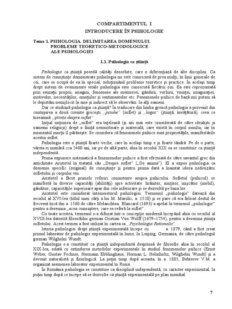 I-Introducere in Psihologie PDF | PDF