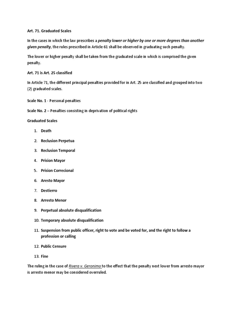 Art. 61 Graduated Scales | PDF | Criminology | Crime & Violence