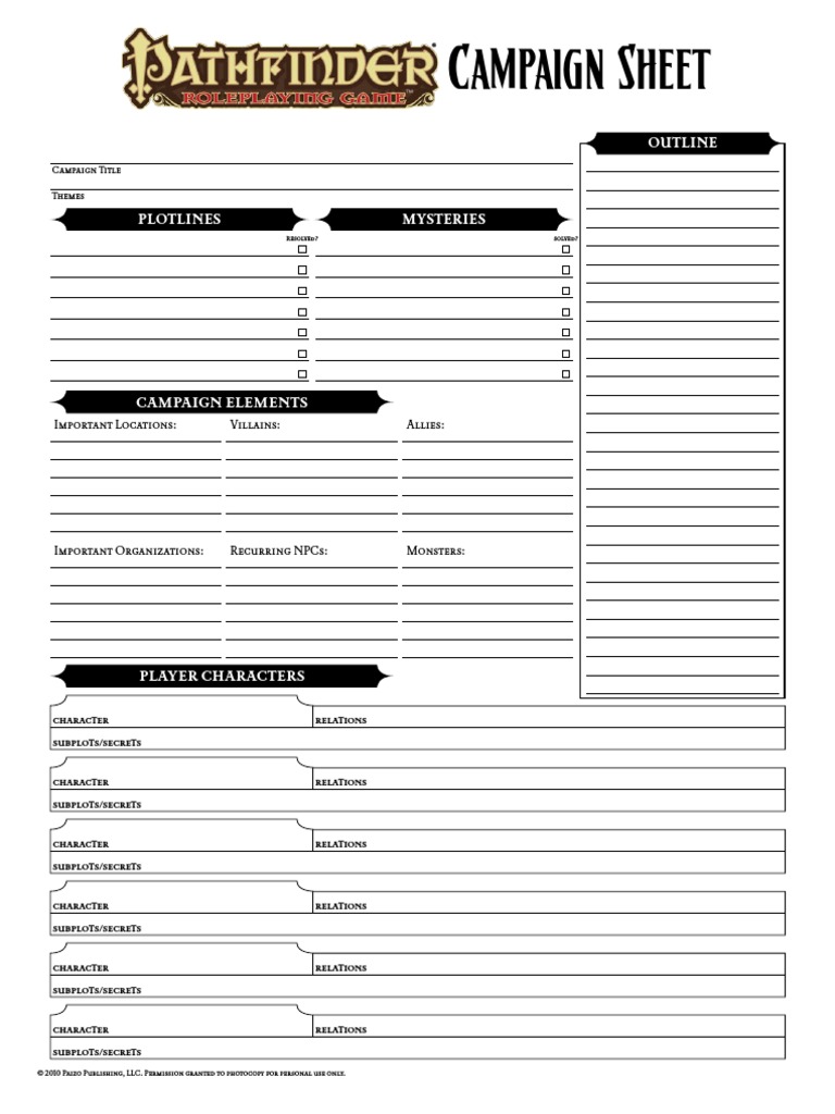 Docfoc.com-Pathfinder Campaign Worksheets.pdf | Dice | Leisure Activities