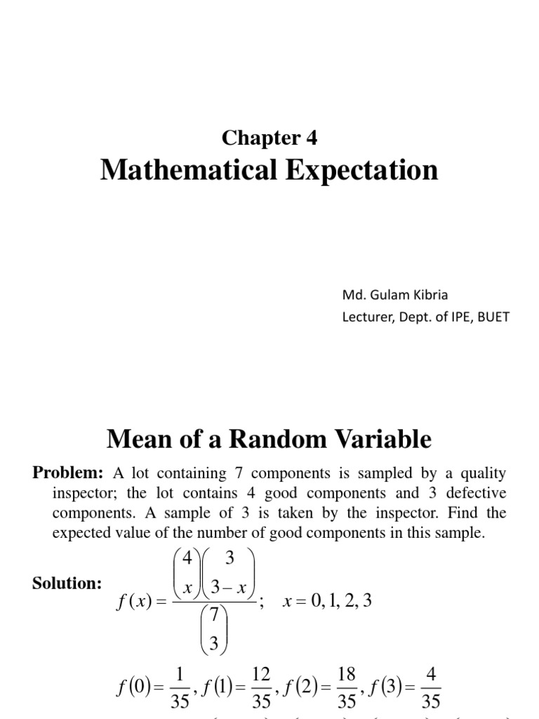 Mathematical Expectation | PDF | Covariance | Correlation And Dependence