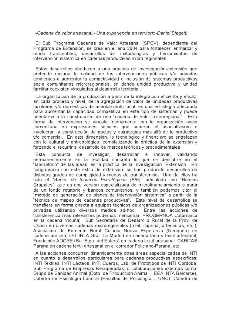 Cadena de Valor Artesanal en Córdoba | PDF | Cadena de valor | Science