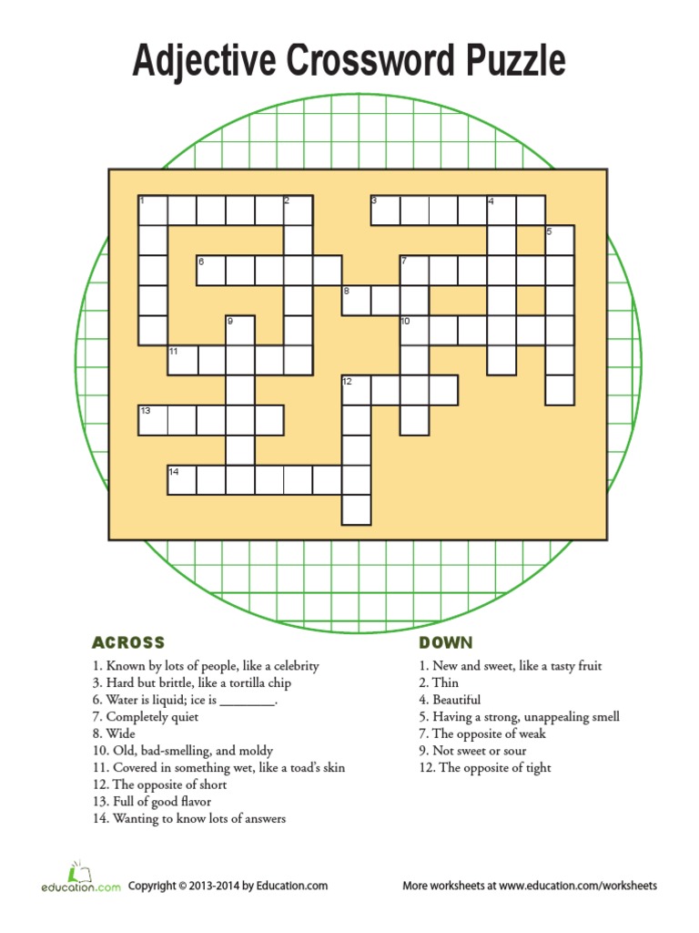 Adjective Crossword Puzzle Guide | PDF