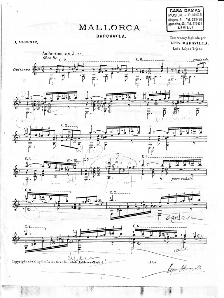 ALBENIZ, Isaac Mallorca-Granada (Maravilla-Tarrega) | PDF