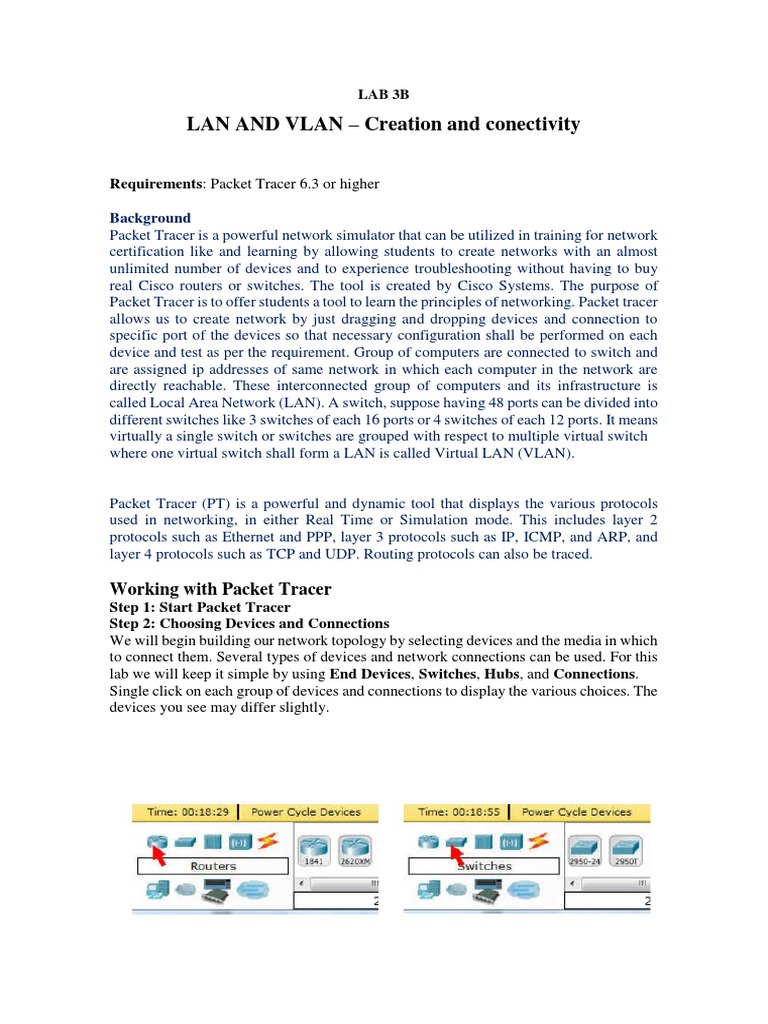 LAN and VLAN Setup in Packet Tracer | PDF | Network Switch | Local Area ...