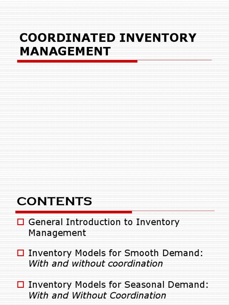 COORDINATED INVENTORY MANAGEMENT | PDF | Inventory | Demand