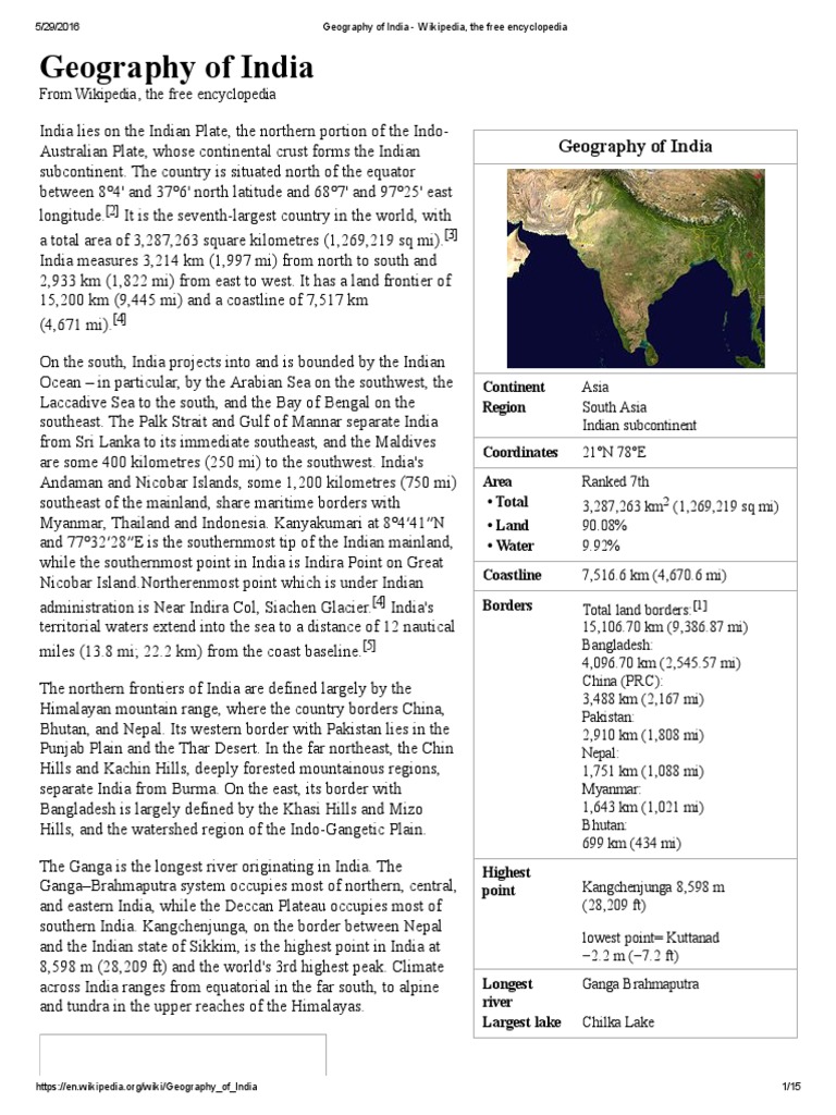 Geography of India - Wikipedia, The Free Encyclopedia | PDF | Mangrove ...