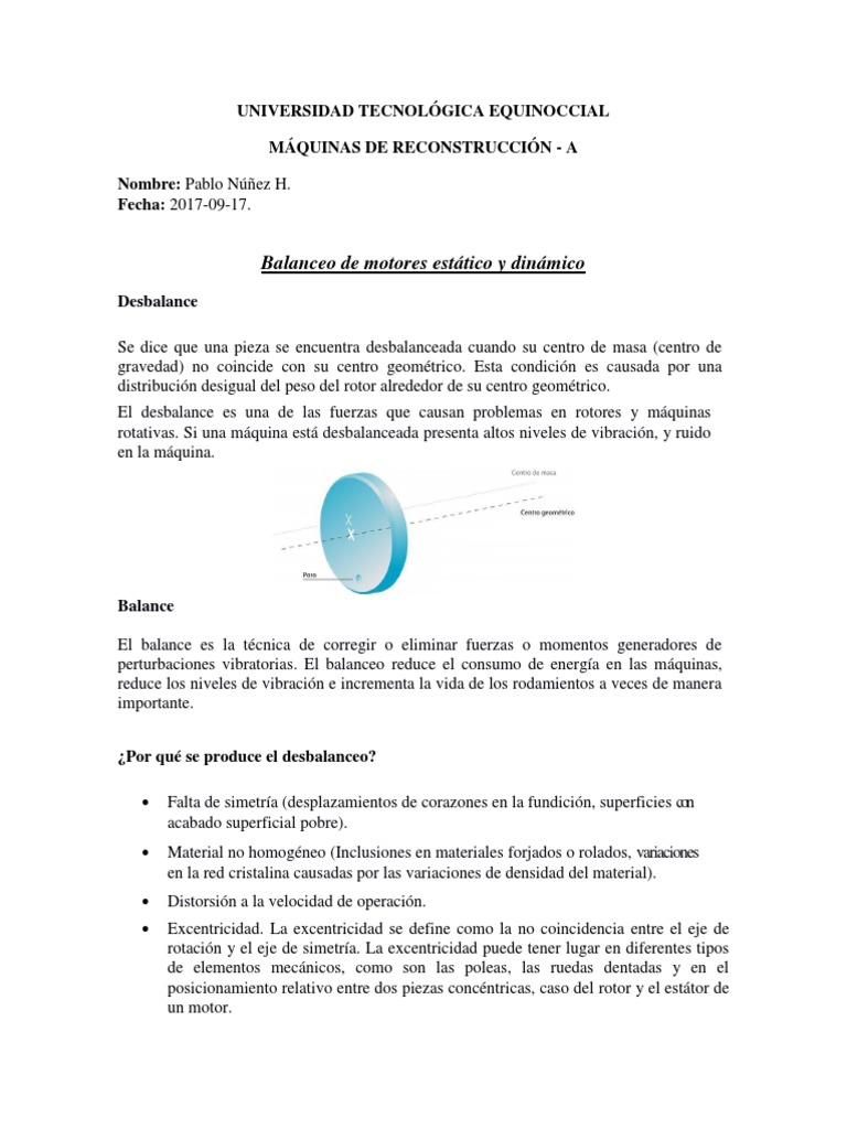 Balanceo Estático y Dinámico de Motores | PDF | Eje | Rotación