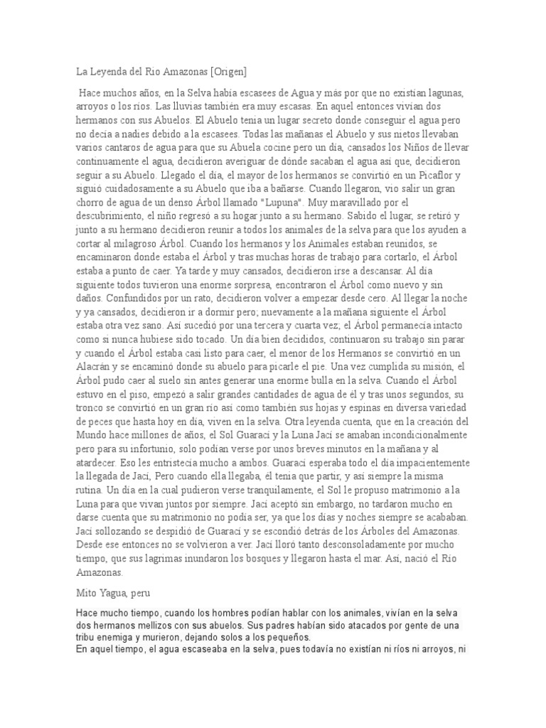 Origen de la Leyenda del Río Amazonas | PDF | Selva | río Amazonas
