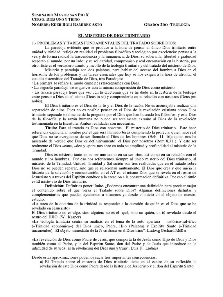 El Misterio de Dios Trinitario | PDF | Trinidad | Divinidad (disciplina académica)