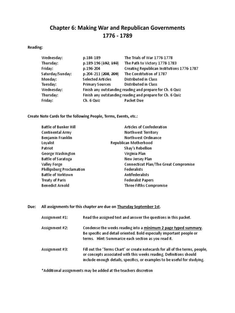Chapter 6 Packet Henretta | PDF | George Washington | American Revolution
