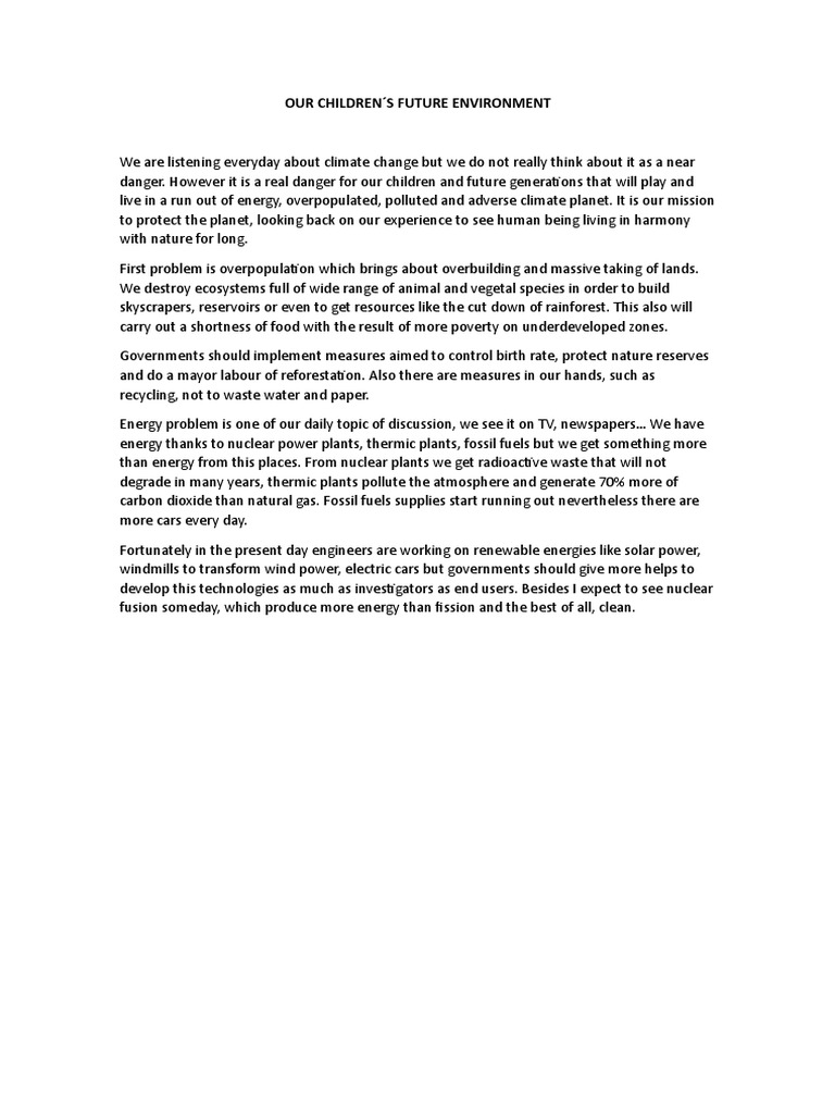 Our Children Future Planet | PDF