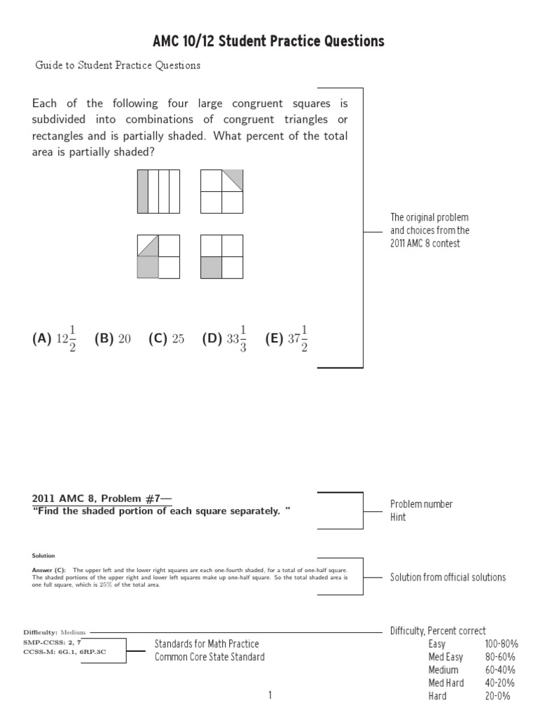 Math Contest Problem Solutions | PDF | Teaching Mathematics | Science