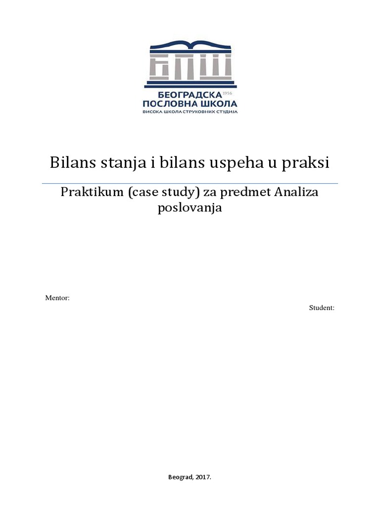 Bilans Stanja I Bilans Uspeha U Praksi | PDF