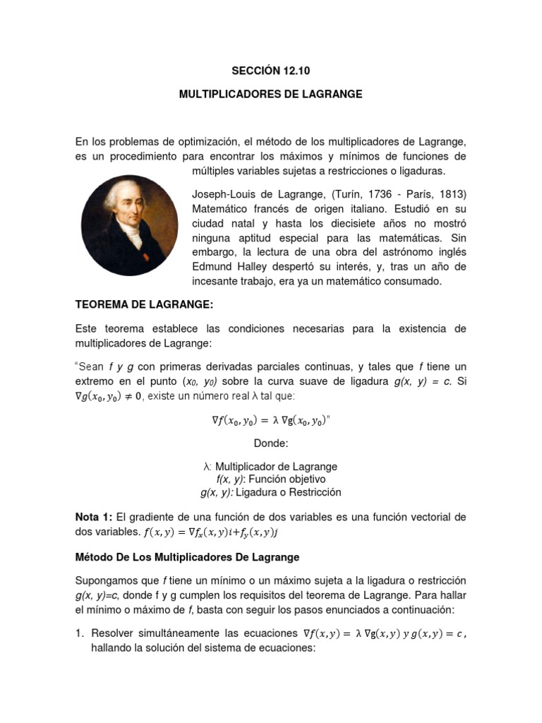 Multiplicadores de Lagrange | PDF | Integral | Sistema coordinado