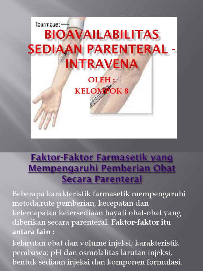 Bioavailabilitas Sediaan Parenteral Intravena | PDF