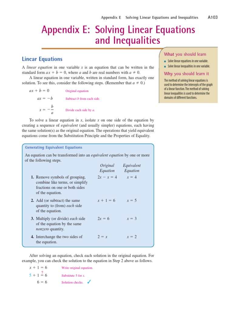 Appendix e | PDF | Inequality (Mathematics) | Equations