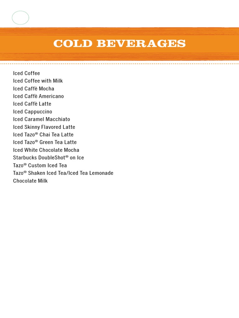 Beverage Resource Manual 05 Recipe Cards Cold 1 | PDF | Starbucks | Non ...