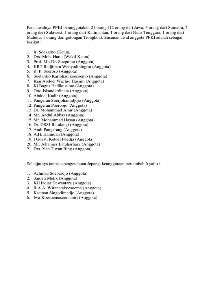 Anggota PPKI | PDF