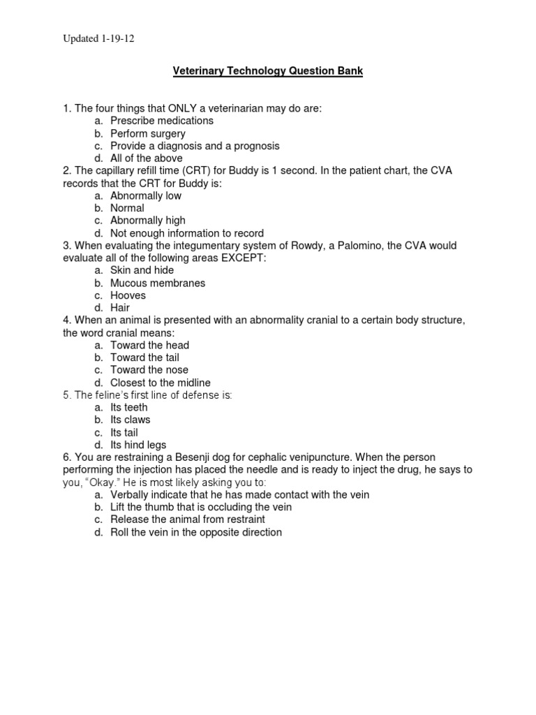 Vet Tech Exam | PDF | Atrium (Heart) | Lung