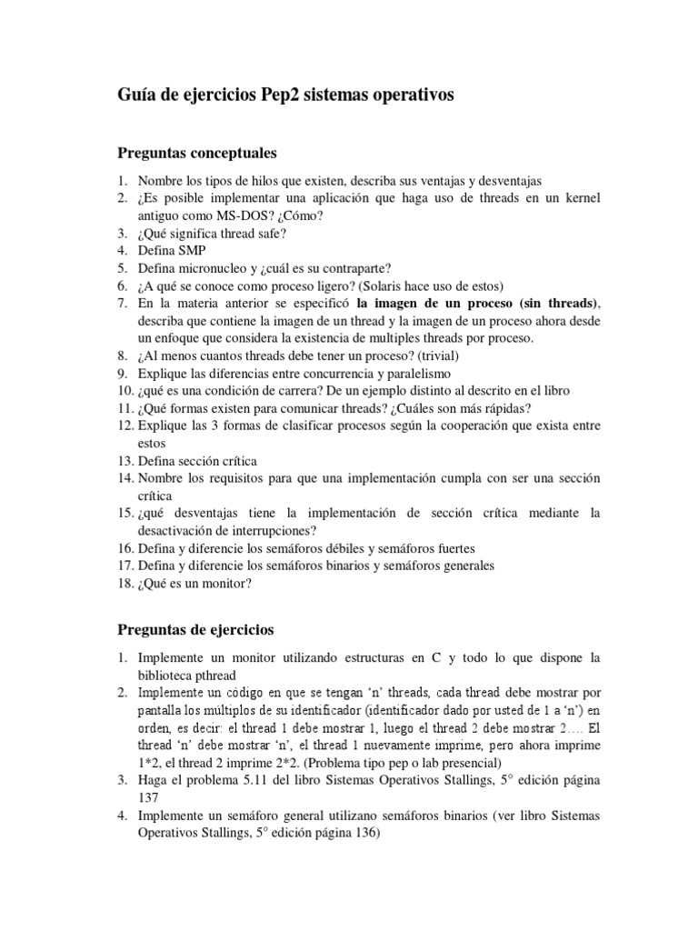 Guia de Ejercicios Pep2 Sistope | PDF