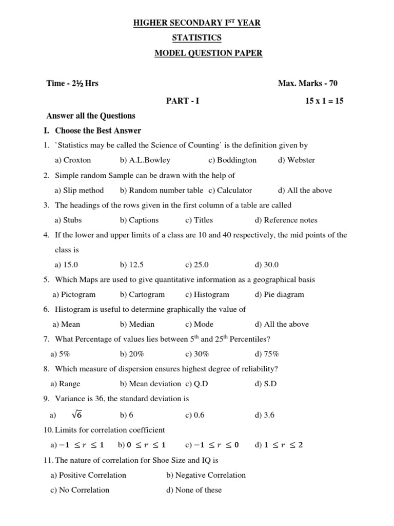 Statistics - English | PDF | Arithmetic Mean | Correlation And Dependence