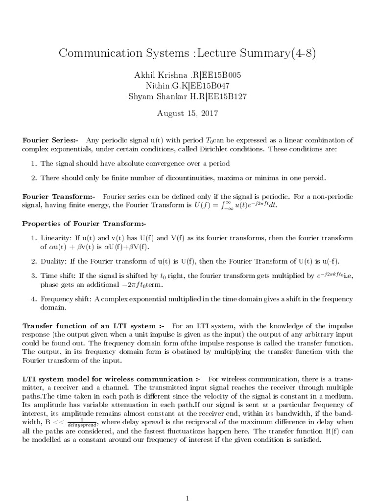 Communication Systems | PDF | Fourier Transform | Fourier Series