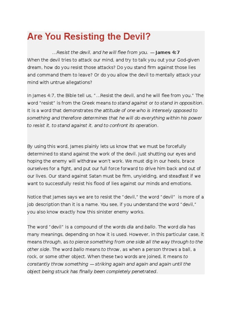 Are You Resisting The Devil | PDF | Devil | Jesus