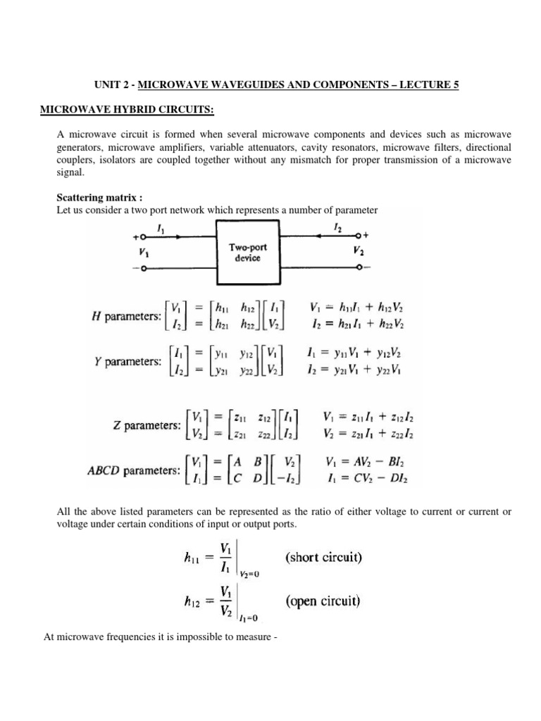 Unit 2 - Microwave Waveguides and Components - Lecture 5 Microwave Hybrid Circuits | PDF ...