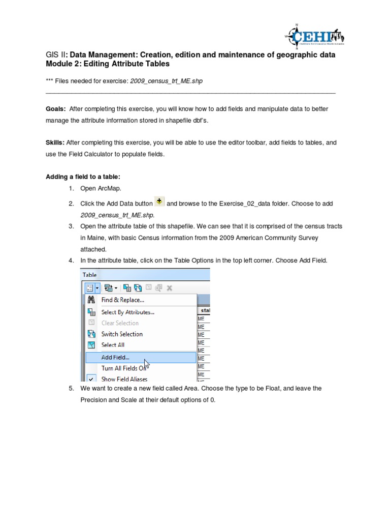 Module 2 Editing Attribute Tables Gis Ii Data Management Creation 7184