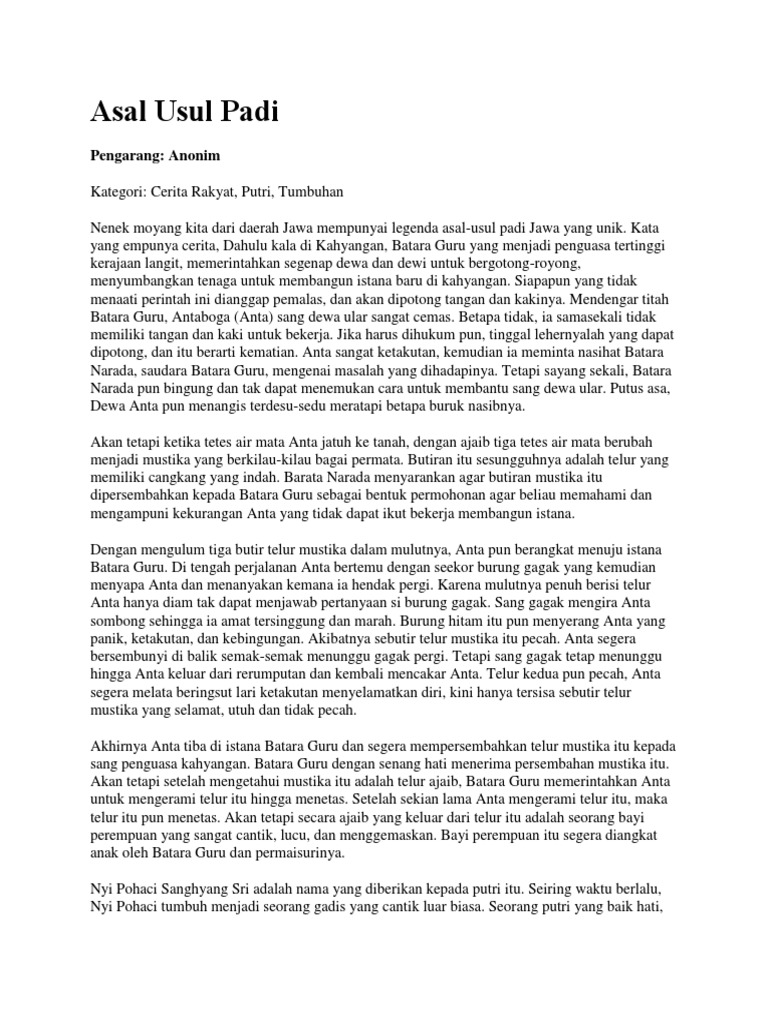 Asal Usul Padi | PDF