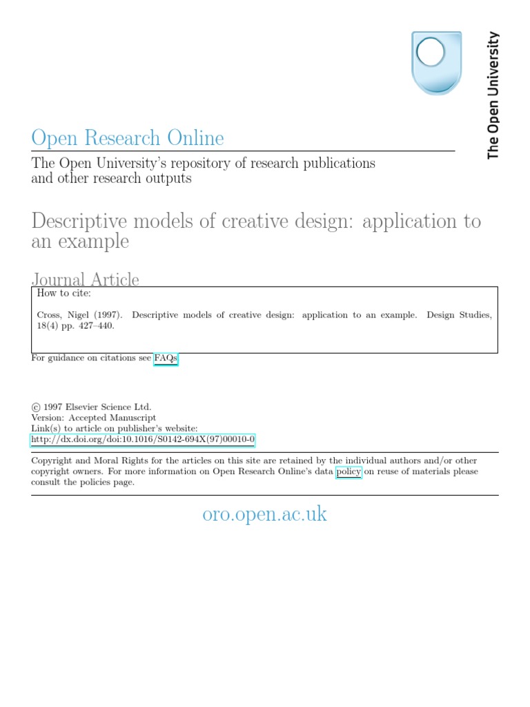 Descriptive Models - DS | Creativity | Engineering Design Process