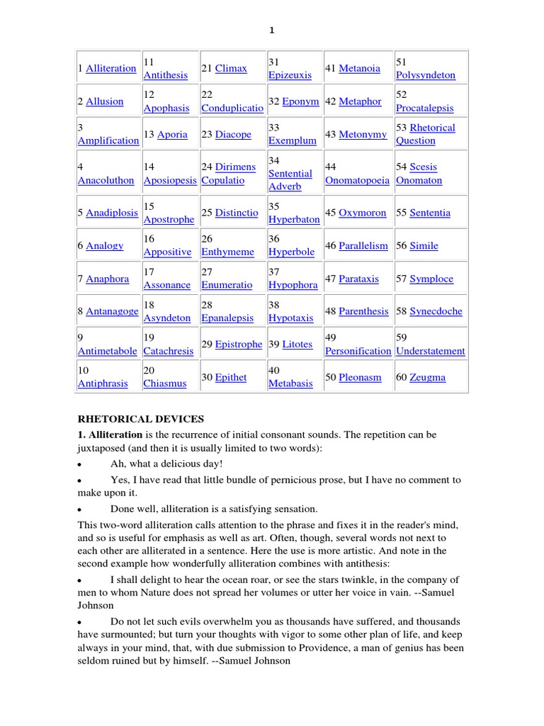 Stylistic-Rhetorical Devices From A To Z | PDF | Sentence (Linguistics)
