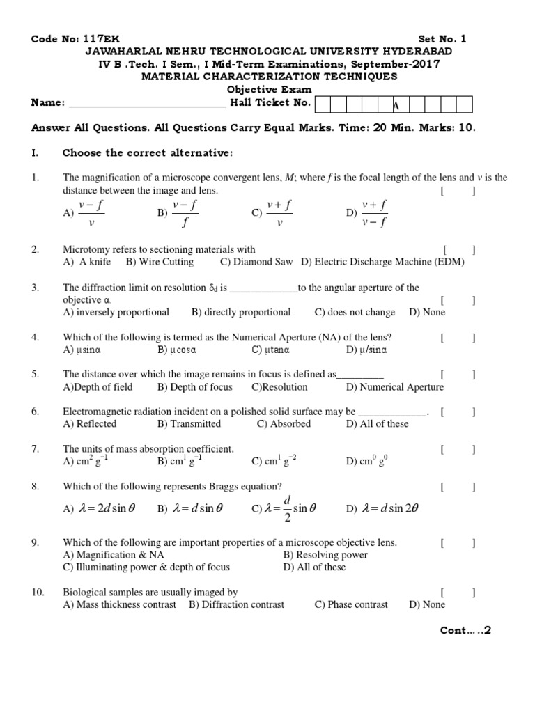 Material Characterization Techniques Exam | PDF | Angular Resolution ...